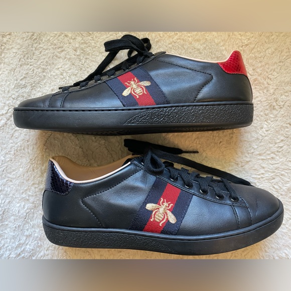 Gucci | Shoes | Black Gucci Bumblebee Tennis Sneakers Size 37 | Poshmark